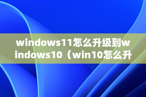 windows11怎么升级到windows10（win10怎么升级win11系统版本） - 4425教程网
