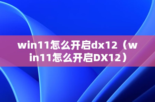 win11怎么开启dx12（win11怎么开启DX12） - 4425教程网