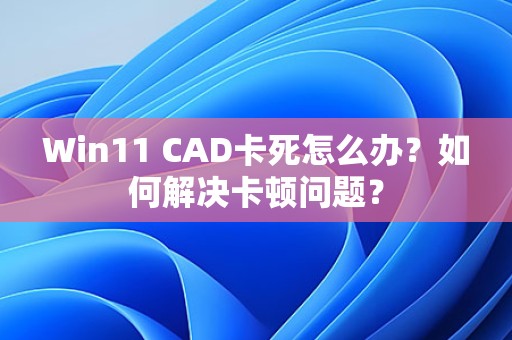 Win11 CAD卡死怎么办？如何解决卡顿问题？ - 4425教程网