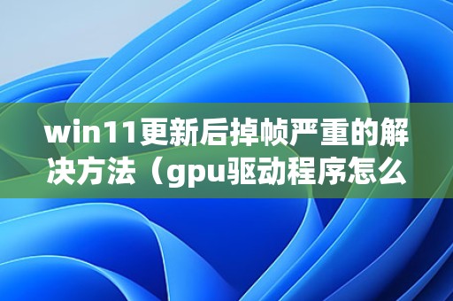 win11更新后掉帧严重的解决方法（gpu驱动程序怎么更新win10） - 4425教程网