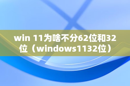win 11为啥不分62位和32位（windows1132位） - 4425教程网